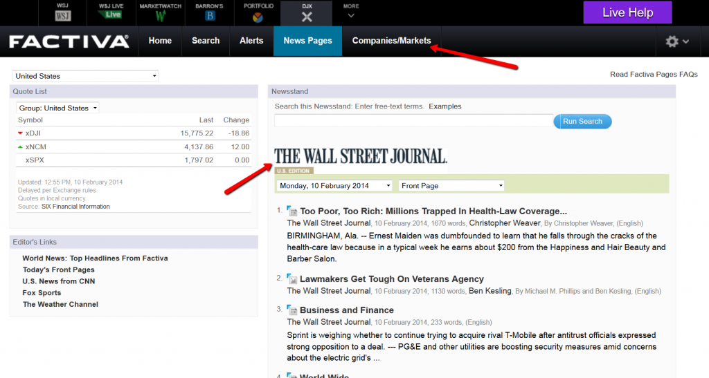 factiva – Business Library News