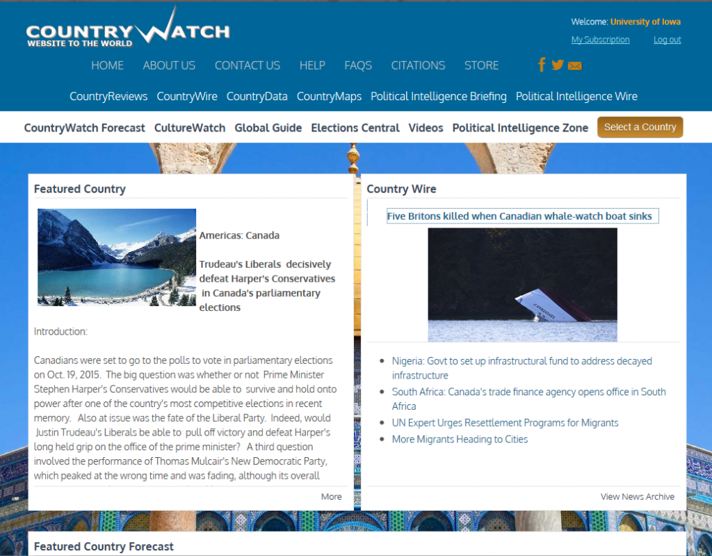 Database of the Week: Country Watch – Business Library News