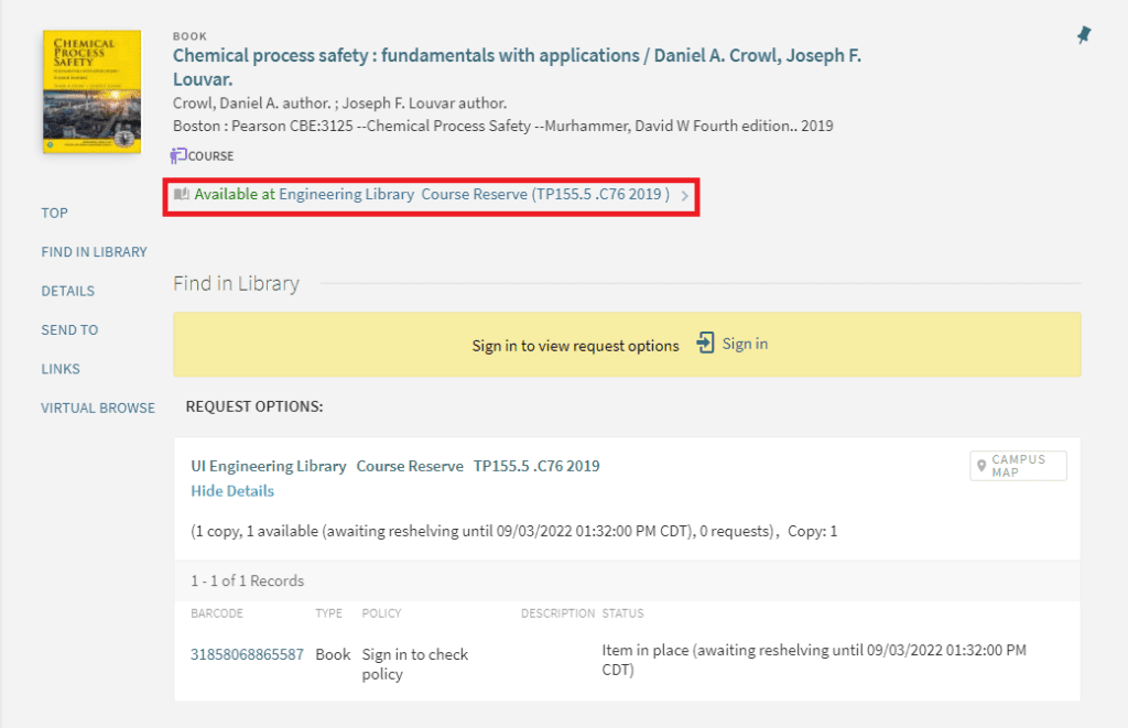 Find your textbooks on Course Reserve! – Lichtenberger Engineering Library
