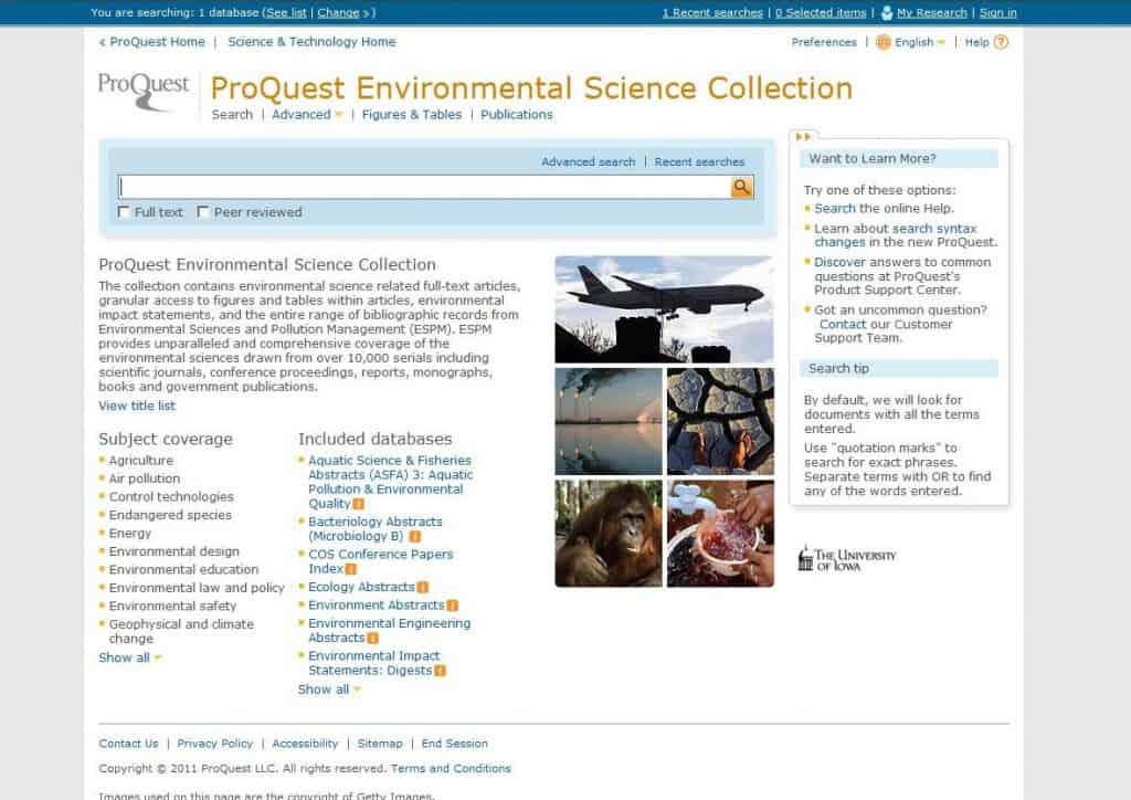 New! ProQuest Environmental Sciences Collection – Sciences Library News